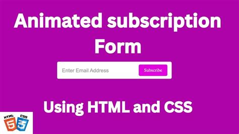 Create Animated Email Subscription Form Using Html And Css Youtube