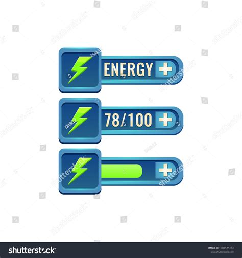 Set Fantasy Rpg Game Ui Energy Stock Vector Royalty Free 1888575112