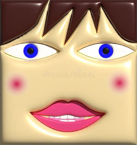 Funny Face With Blush 3d Rendering Illustration Stock Illustration