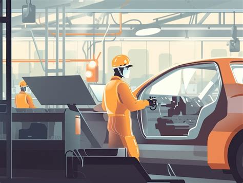 Premium Ai Image Automotive Engineer Working On A Production Line