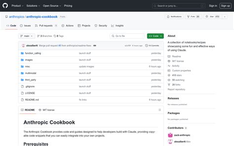 Anthropic Cookbook Anthropic Cookbook Anthropic Cookbook这是一本为开发者提供代码和指南