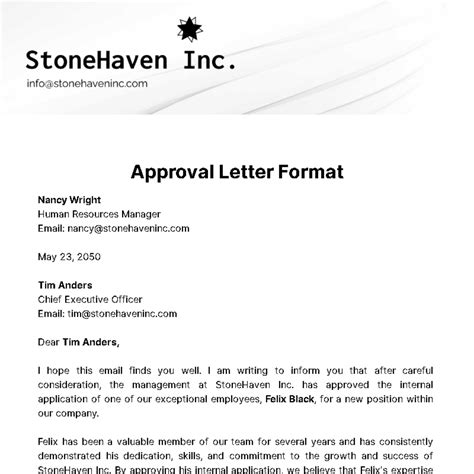 Sample Approval Email Template Template Samples