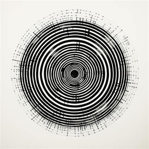Black And White Bullseye With Barcode Straight Lines Image Stock