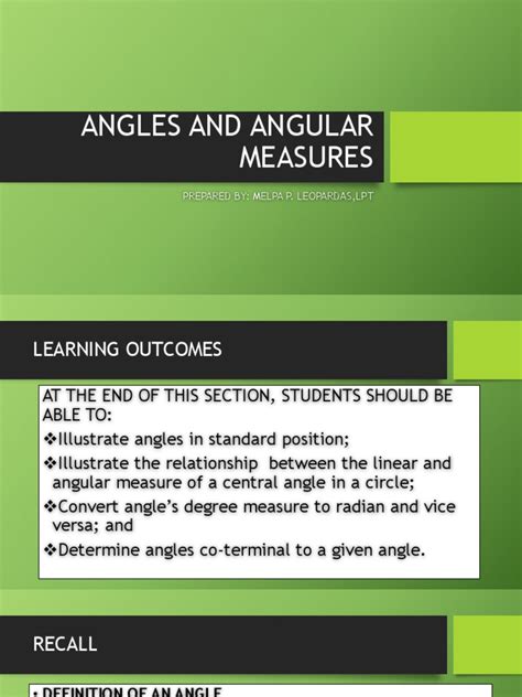 Angles And Angular Measures Pdf