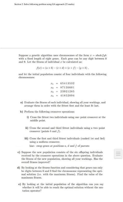 solved section 2 solve following problem using ga approach
