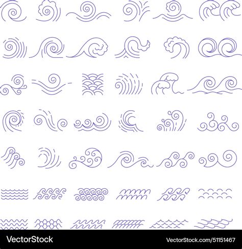 Linear Waves Stylized Abstract Icons Of Different Vector Image