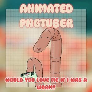 D Handdrawn Animated Pngtuber A WORM Pngtuber Premade Vtuber Streamer Pngtuber Worm Twitch