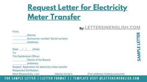 Request Letter For Electricity Meter Transfer Electricity Meter