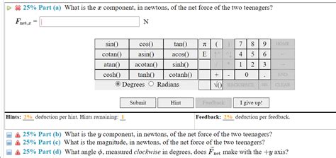 Solved D25 Part A What Is The X Component In Newtons Of Chegg Com