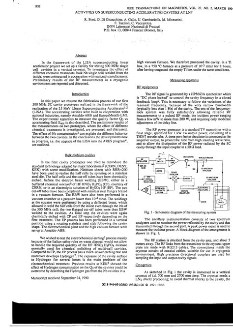 Pdf Activities On Superconducting Accelerating Cavities At Lnf