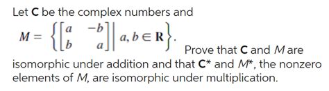 Solved Let C Be The Complex Numbers And M Abba A BR Chegg