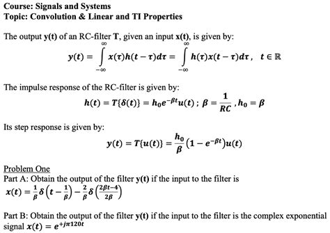 Solved Course Signals And Systems Topic Convolution Chegg
