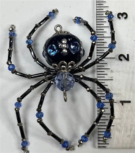 Blue Beauty Beaded Spider Etsy Beaded Spiders Christmas Spider