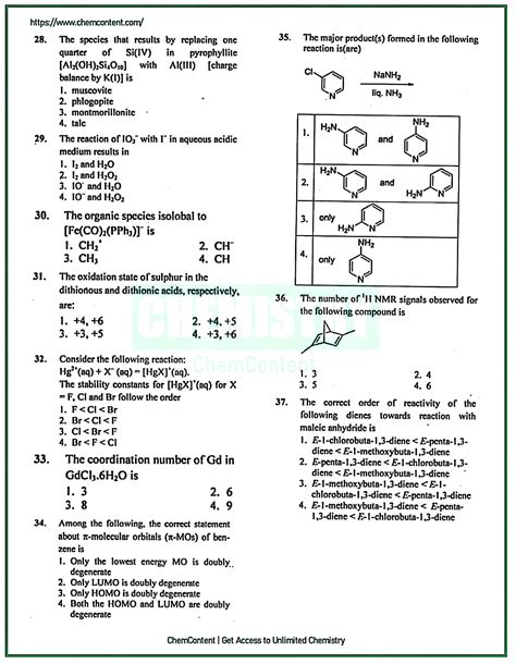 Csir Net Chemistry June 2019 Question Paper With Answer Key Pdf