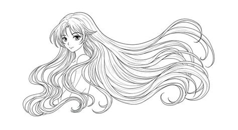 Long Cascading Hair Anime Character Coloring Sheet Printable Manga