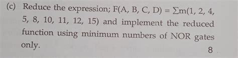 Solved C Reduce The Expression And Chegg