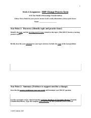 Assignment Week 6 EBP Change Process FORM 1 Docx 1 Week 6 Assignment EBP Change Process Form