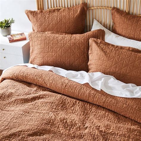 Vintage Washed Linen Caramel Quilted Quilt Cover Separates Adairs