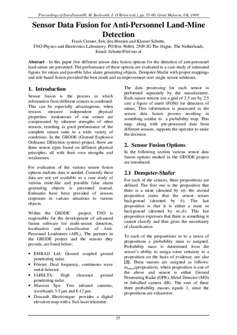 Pdf Sensor Data Fusion For Anti Personnel Land Mine Detection