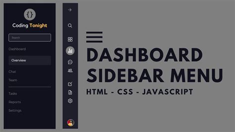 Responsive Sidebar Menu Using Html Css And Js Side Navigation Bar Youtube