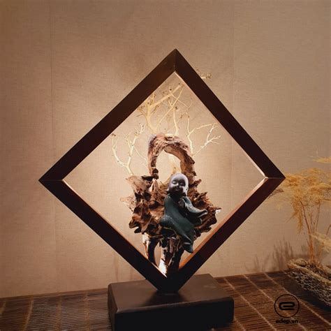 Tượng Gỗ Lũa Chú Tiểu Tn06