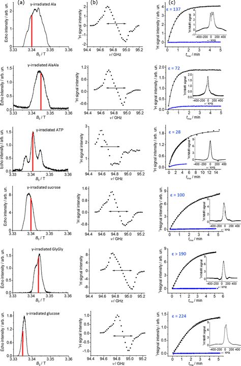 Cryogenic And Dissolution Dnp Nmr On γ Irradiated Organic Molecules Journal Of The American