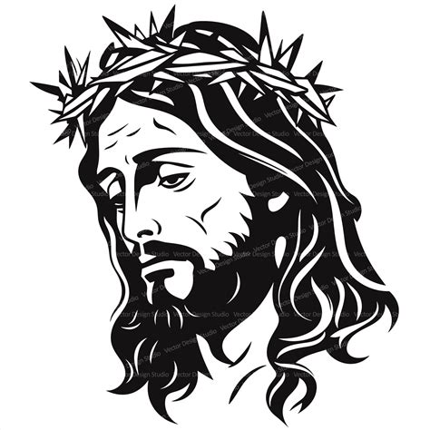 Jesus With Crown Thorns Svg And Png Files Easter Clipart Silhouette