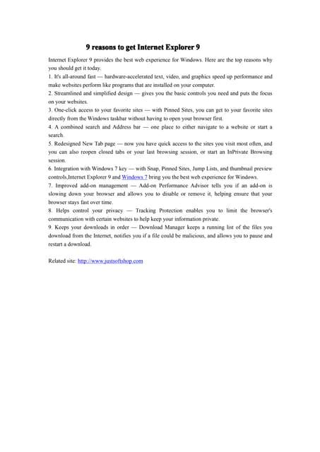 9 Reasons To Get Internet Explorer 9 Pdf