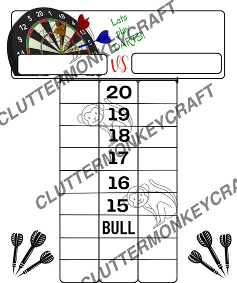 PNG Dartboard Keep Score Like A Pro With This Dartboard Score Board PDF Digital File Download