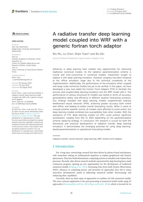 Pdf A Radiative Transfer Deep Learning Model Coupled Into Wrf With A