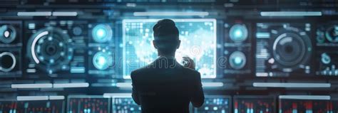 Business Professional Interacting With A Holographic Interface