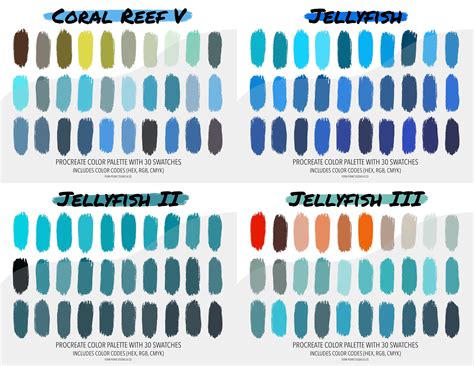 Procreate Color Palette Bundle 16 Palettes Ocean Life Instant Download