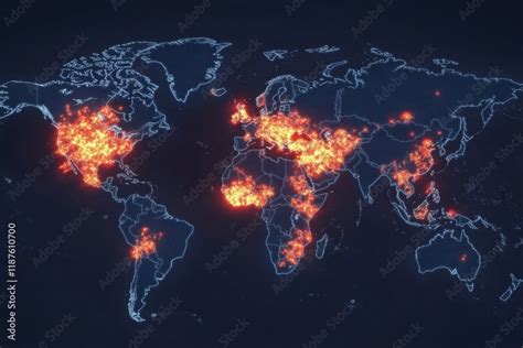 Global Viral Spread Map Highlighting Zones Of Infection Across