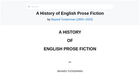 A History Of English Prose Fiction By Bayard Tuckerman 1855~1923