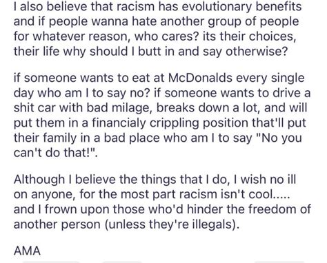 Person Is A White Separatist But Not Racist According To Him R