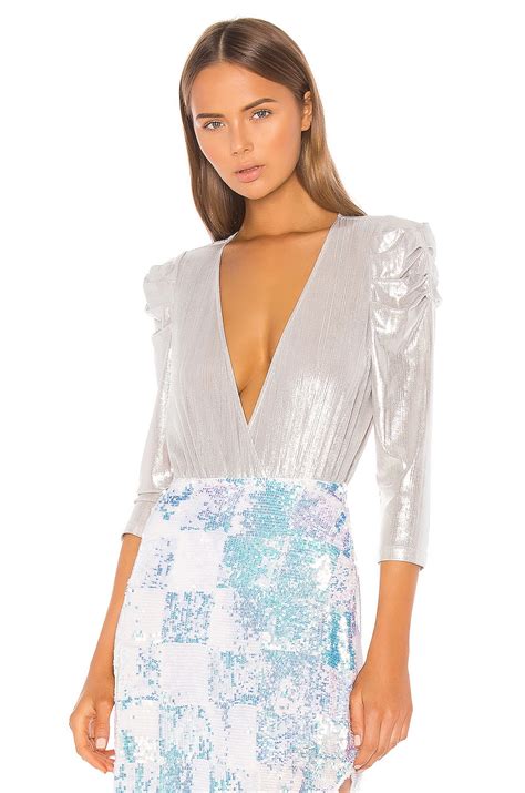 Retrofete Jophiel Bodysuit In Silver Revolve