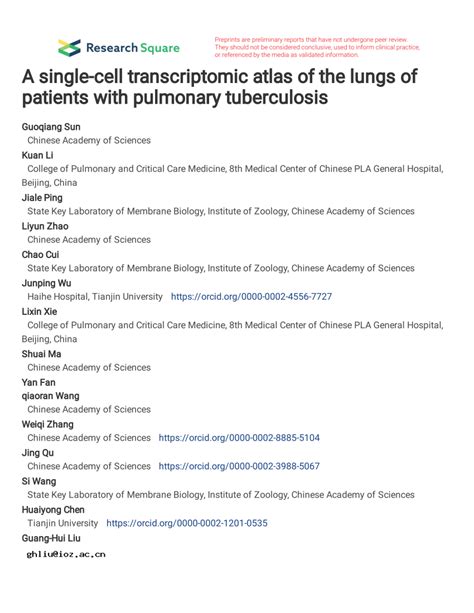 Pdf A Single Cell Transcriptomic Atlas Of The Lungs Of Patients With Pulmonary Tuberculosis