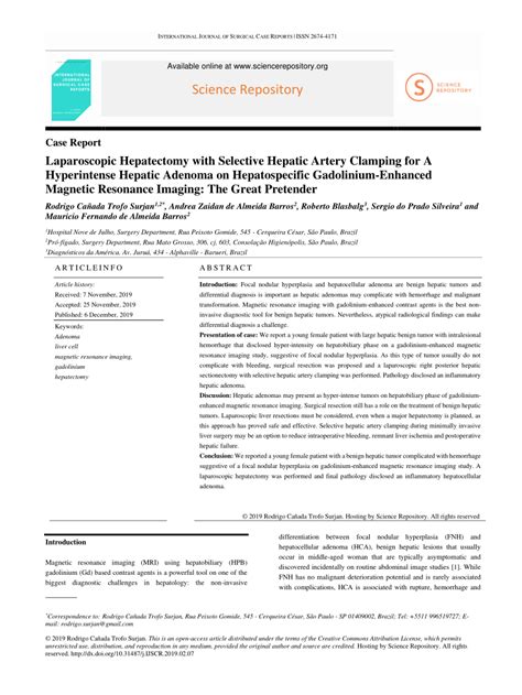 Pdf Laparoscopic Hepatectomy With Selective Hepatic Artery Clamping