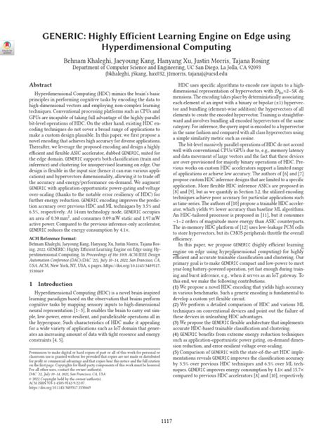 Dac22 Generic Highly Efficient Learning Engine On Edge Using Hyperdimensional Computing