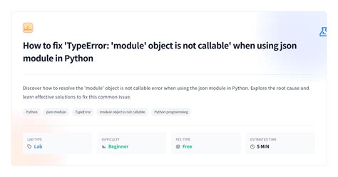 How To Fix Typeerror Module Object Is Not Callable When Using Json