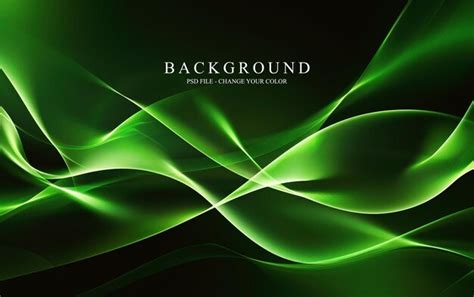 Abstract Green Background With Smooth Lines And Curves Creating An Elegant And Futuristic Look