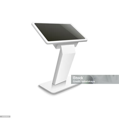 광고 단자 스탠드 3d 현실적인 벡터 모형 그림 격리 키오스크에 대한 스톡 벡터 아트 및 기타 이미지 키오스크 3차원 형태