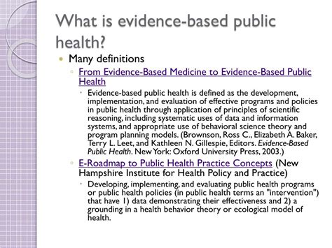 PPT - Evidence-Based Public Health Practice: Using Research and Data to Improve Your Programs ...