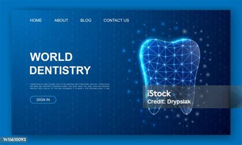 치아 3d 다각형 웹 사이트 템플릿 치과 디자인 일러스트 개념 홈페이지 승진 배너 디자인을위한 낮은 폴리 구내과 기호 건강관리와