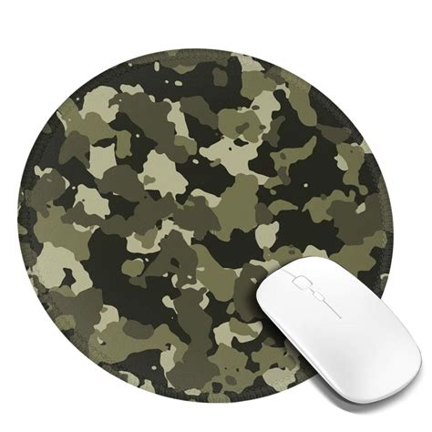 Camouflage Print Small Round Mousepad For Wireless Computer Laptop
