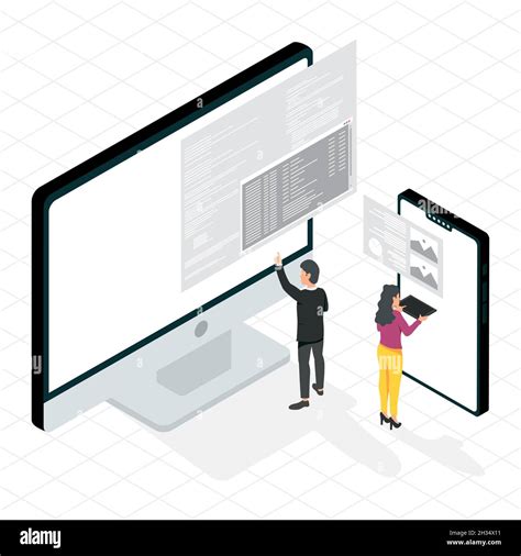 Software Developers Couple In Devices Stock Vector Image And Art Alamy