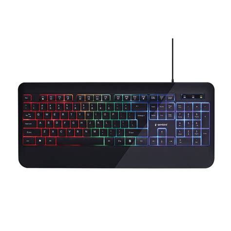 Gembird Keyboard Slim Rainbow Backlight Multimedia Keyboard Black Us Layout Kb Uml 03