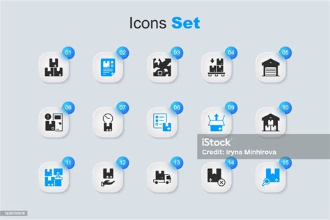 판지 골판지 상자 시계가 있는 판지 운송장 창고 상자 패키지 검색 전체 창고 및 배송 목록 확인 아이콘을 설정합니다 벡터 가득 찬에 대한 스톡 벡터 아트 및 기타 이미지