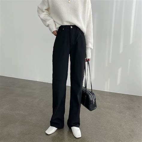 기모 선택 와이드 코튼 일자 하이웨스트 팬츠