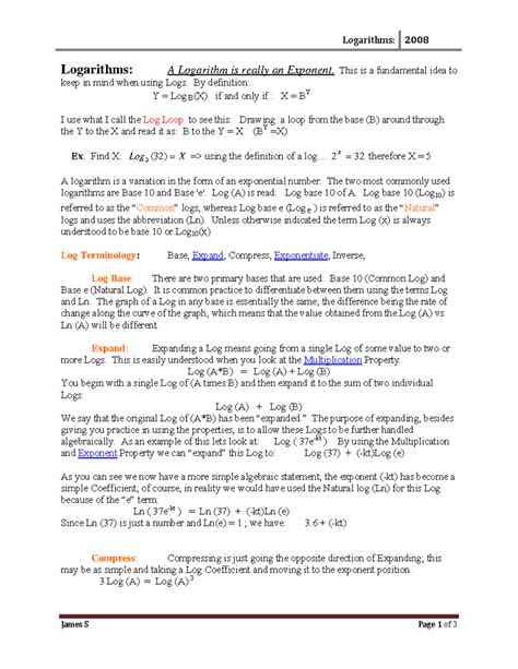 Logarithm Properties Understanding Logs And Their Applications Studocu